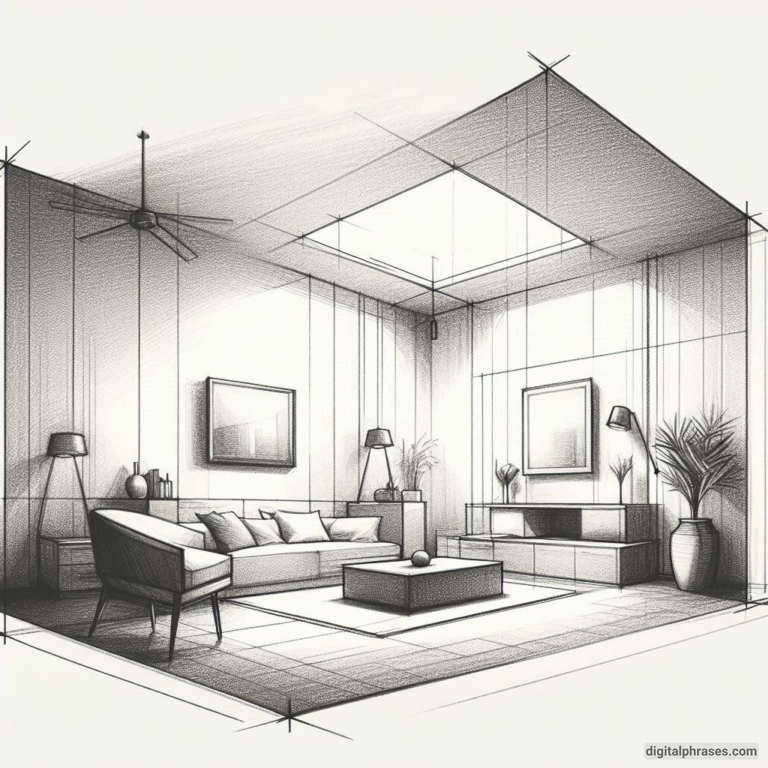 22 Two Point Perspective Drawing Ideas of Rooms and Bedroom Interiors