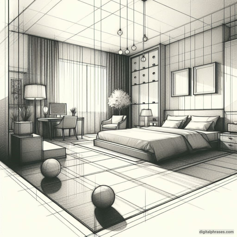 22 Two Point Perspective Drawing Ideas of Rooms and Bedroom Interiors