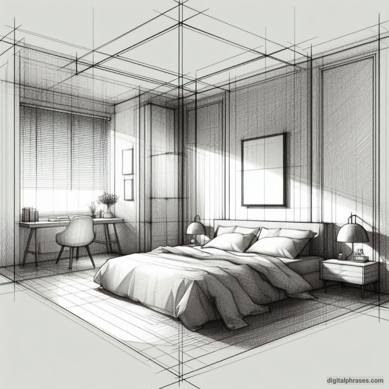 22 Two Point Perspective Drawing Ideas of Rooms and Bedroom Interiors