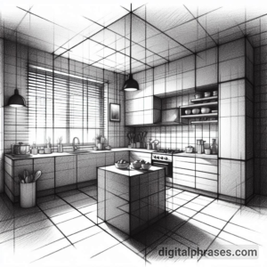 20 Two Point Perspective Drawing Ideas of a Kitchen